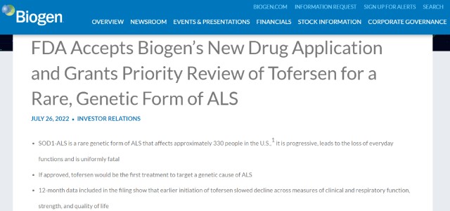 首款靶向SOD1突变ALS新药申报上市！并获FDA优先审评资格_财富号_东方财富网